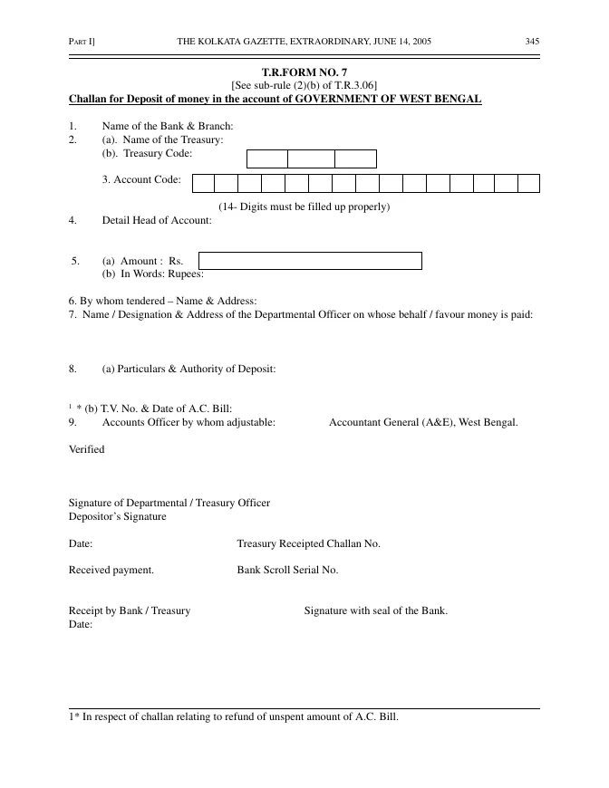 West Bengal Treasury Forms (WB TR Forms) – PDF – WBXPress