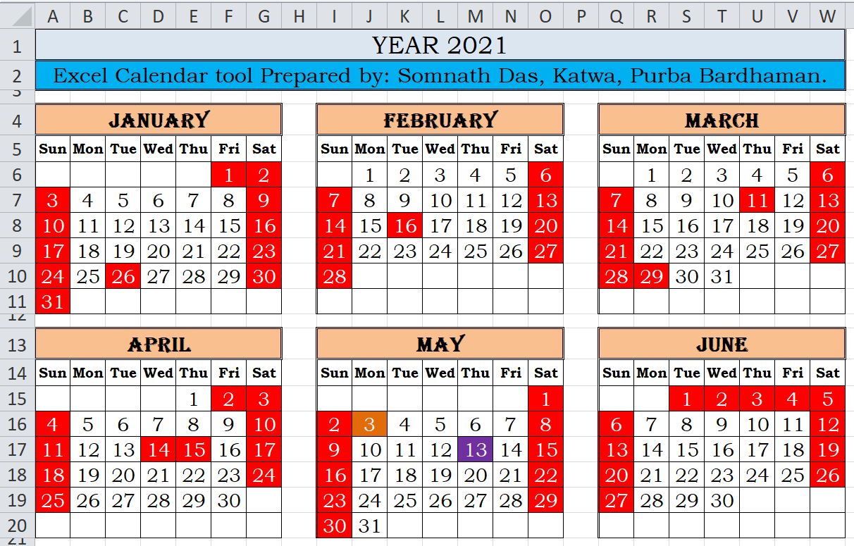 Excel Calendar For Any Year WBXPress