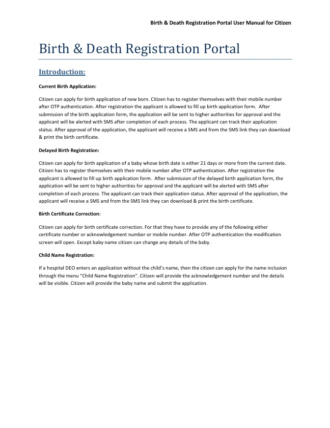 Birth and Death Registration Portal – PDF – WBXPress